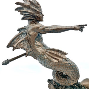 Merman/ Triton Statue, Hand Painted Resin Sculpture | Mythical Creature ...