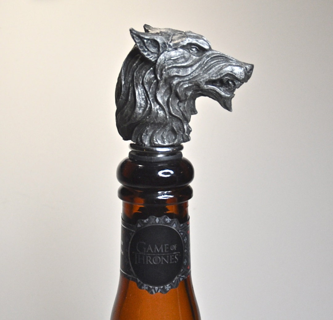 Wolf Head Winestopper, Hand Sculpted Resin, Mythic Fantasy Art Barware ...