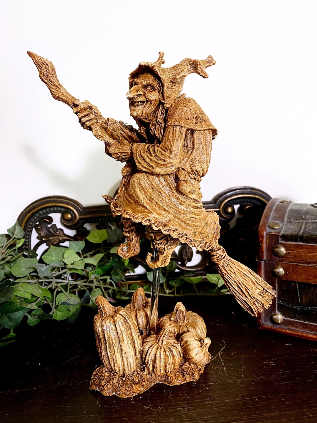 La Befana the Witch Statue, Hand Painted Resin Sculpture | Rustic ...