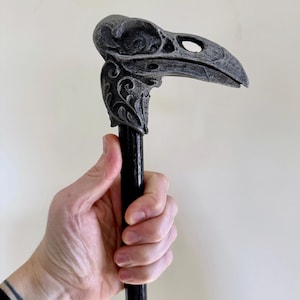 Raven Skull Cane, Hand Sculpted Walking Stick | Dark Victorian Gothic ...