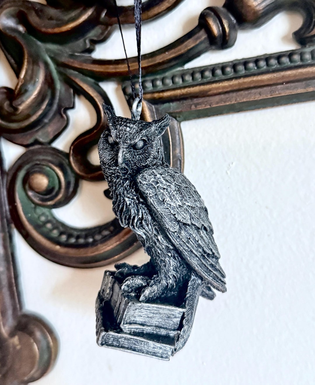 Horned Owl: Witch’s Familiar Ornament, Hand Painted Resin Sculpture ...
