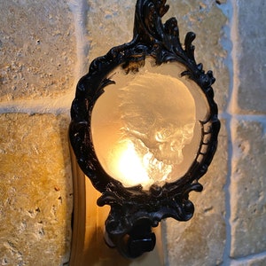 Spectral Skull Nightlight, Hand Painted Resin Sculpture | Victorian ...