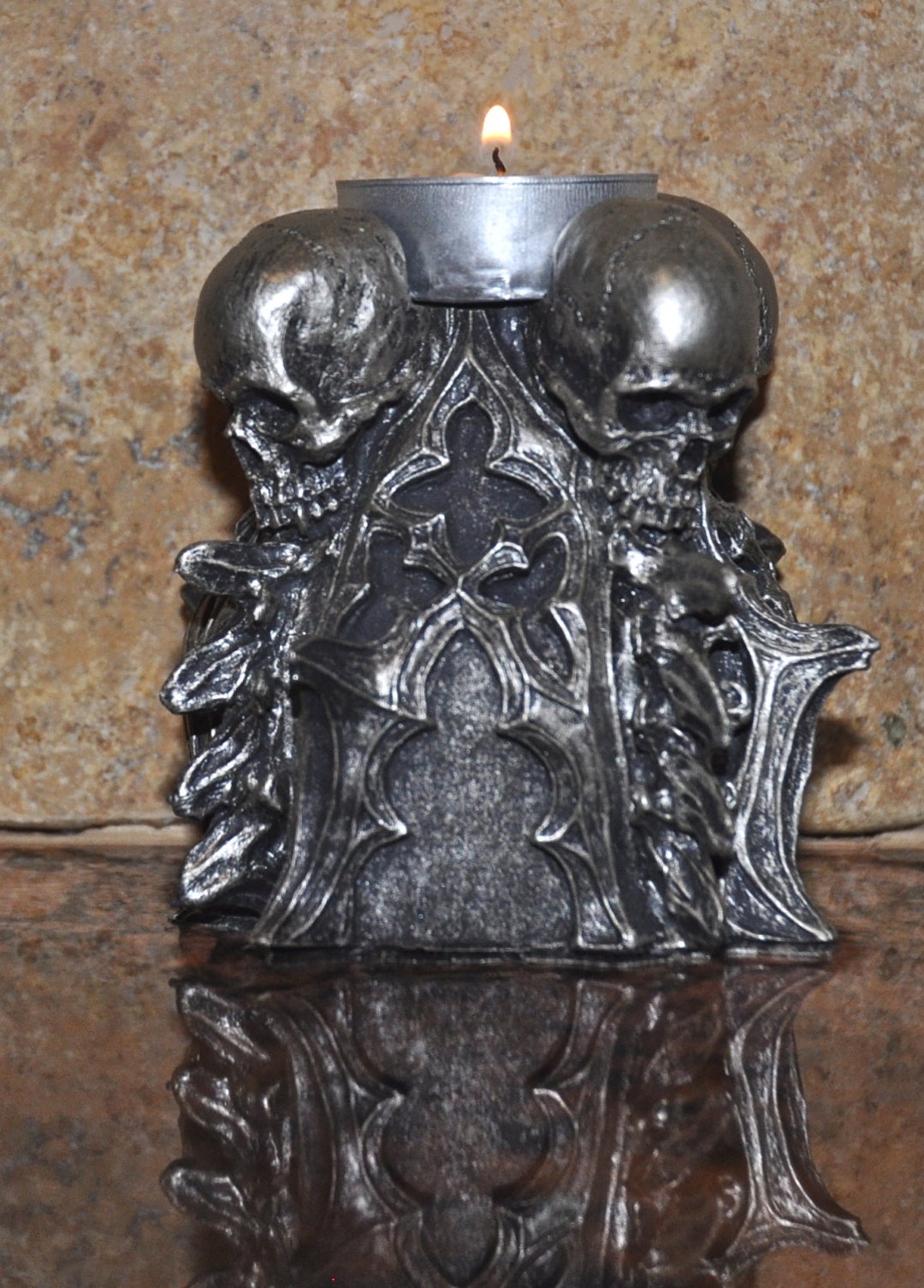 Requiem Gothic Tea Light Holder, Hand Sculpted Resin | Spooky Gothic ...
