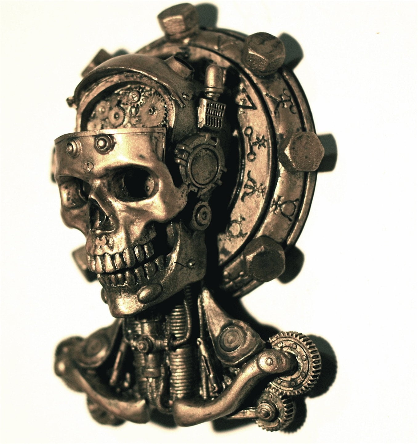 Automaton Skull Wall Plaque – Steampunk Dieselpunk Gearhead Decor ...