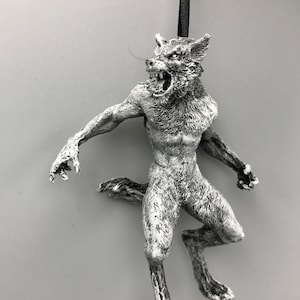 Werewolf Ornament, Grayscale, Hand Painted Resin Sculpture | Gothic ...