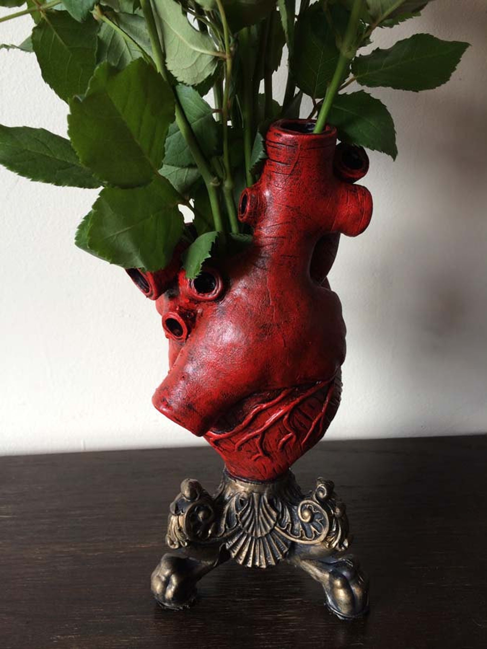 Anatomical Heart Vase Red Finish | Etsy UK