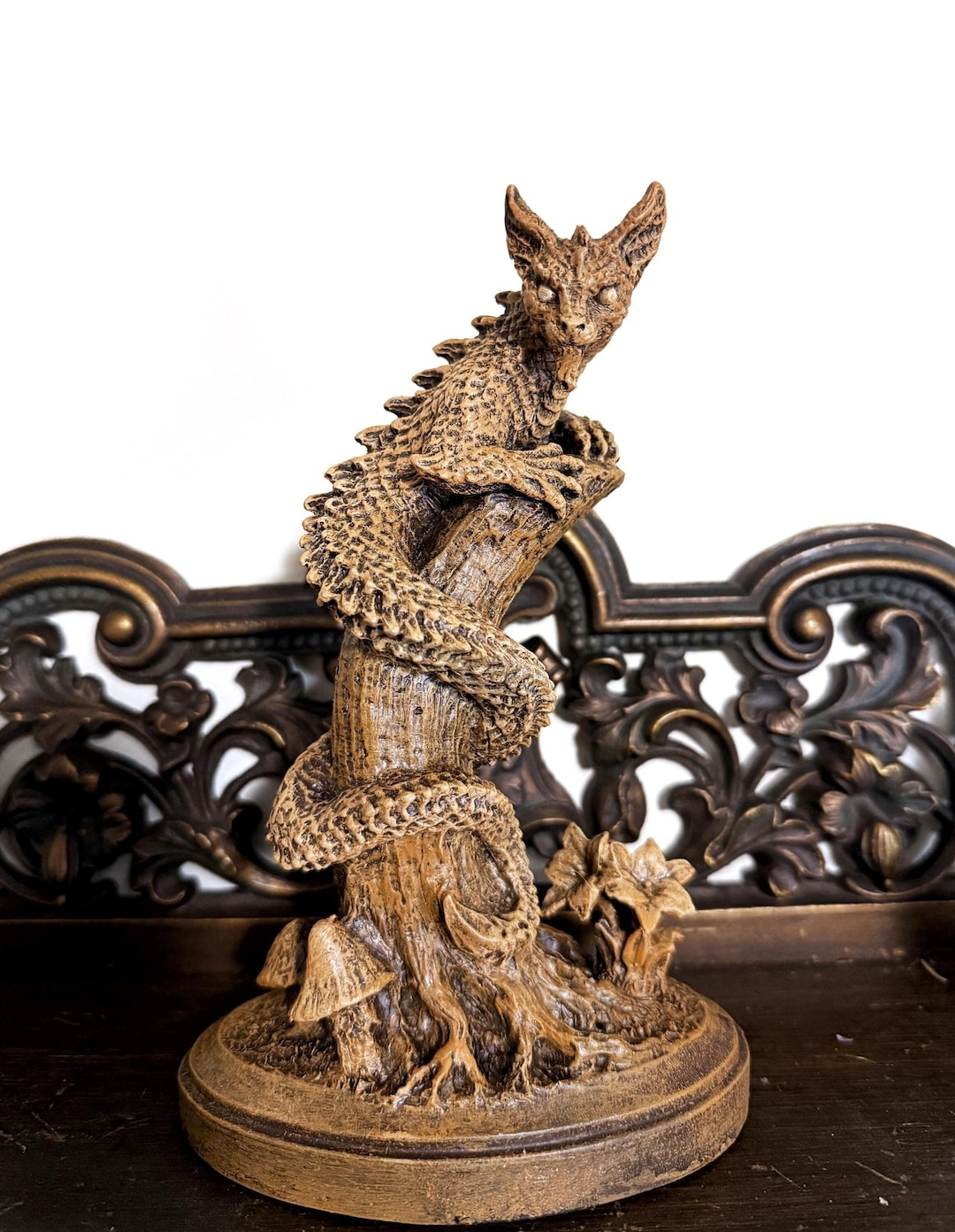 Tatzelwurm/ Dragon Cat Statue, Hand Painted Resin Sculpture | Mythical Creature Figurine ...