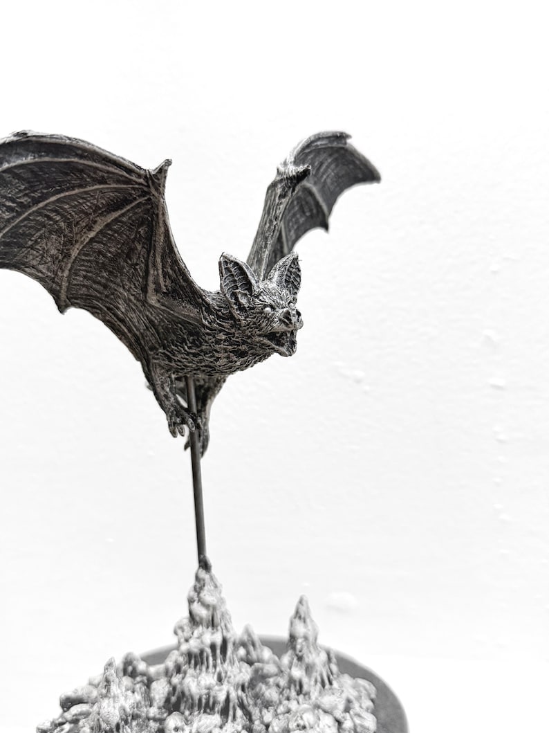 Vampire Bat Statue, Hand Painted Resin Sculpture, Gothic Fantasy Art ...