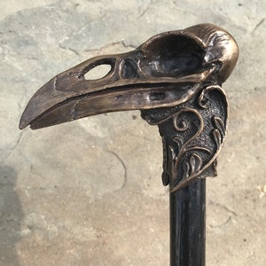 Raven Skull Cane, Cast Solid Bronze, Hand Sculpted Dark Victorian ...