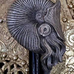 Nautilus Ammonite Cane, Hand Sculpted Walking Stick | Nautical Fossil ...