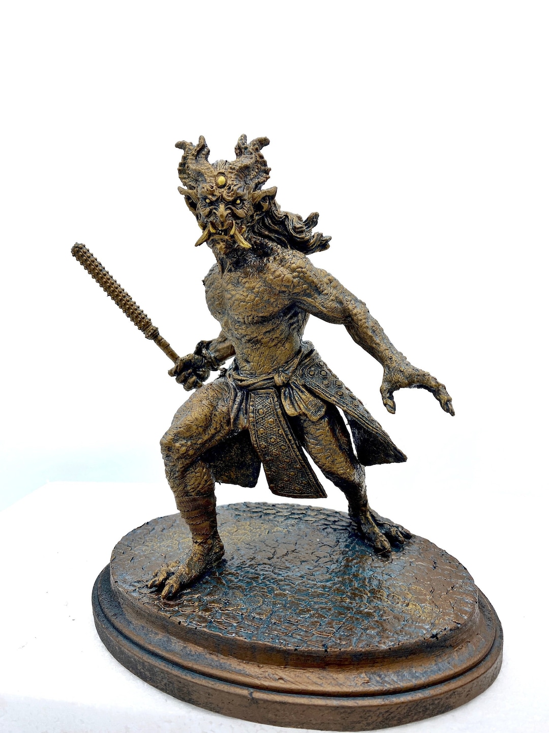 Oni Statue, Hand Painted Resin Sculpture | Mythical Creature Figurine ...