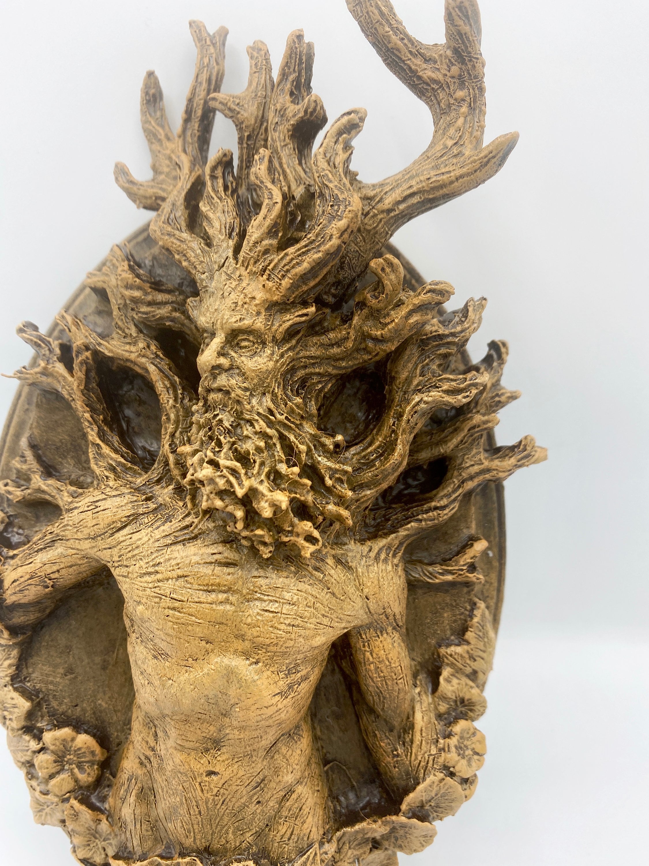 Green Man/ Cernunnos Wall Plaque, Hand Painted Resin Sculpture | Mythic ...