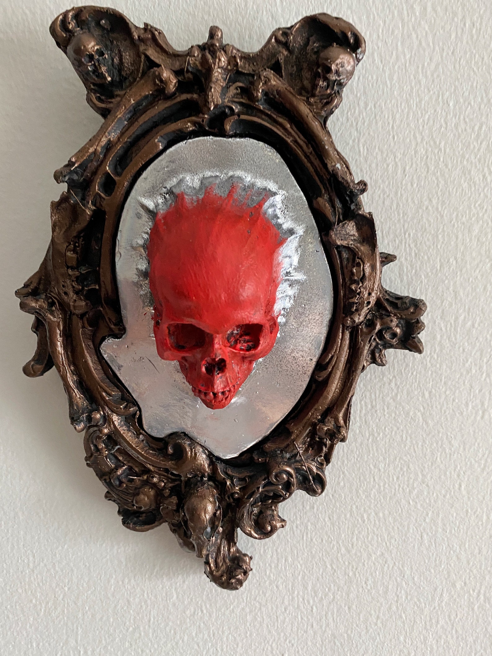 Spectral Skull Wall Plaque, Blood Red, Resin | Victorian Gothic Haunted ...