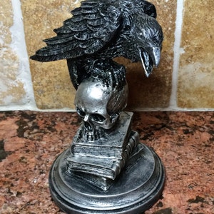 Raven Statue, Hand Painted Resin Sculpture | Poe’s Raven Gothic ...