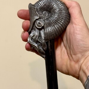 Nautilus Ammonite Cane, Hand Sculpted Walking Stick | Nautical Fossil ...