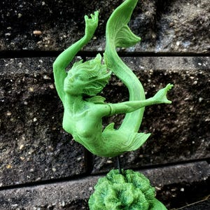 Mermaid Statue, Hand Painted Resin Sculpture, Jade Finish| Mythical ...