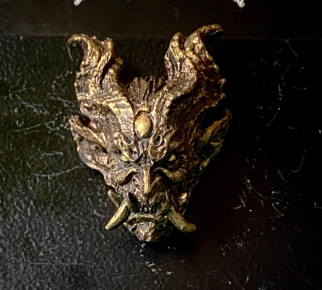 Oni Demon Head Magnet, Hand Painted Resin Sculpture | Mythic Fantasy ...