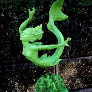 Mermaid Statue, Hand Painted Resin Sculpture, Jade Finish| Mythical ...