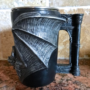 Vampire Bat Mug | Hand Sculpted Resin Gothic Art Mug With Stainless ...