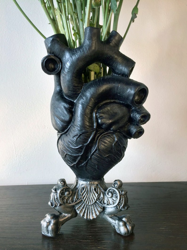 Anatomical Heart Vase Black Finish - Etsy