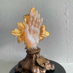 Hand of Protection Relic, Hamsa With LED Tea Light, Hand Painted Resin ...
