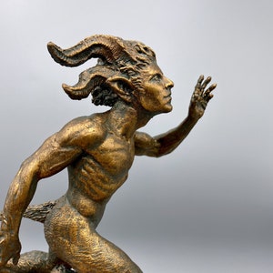 Running Satyr Statue, Hand Painted Resin Sculpture | Mythical Creature ...