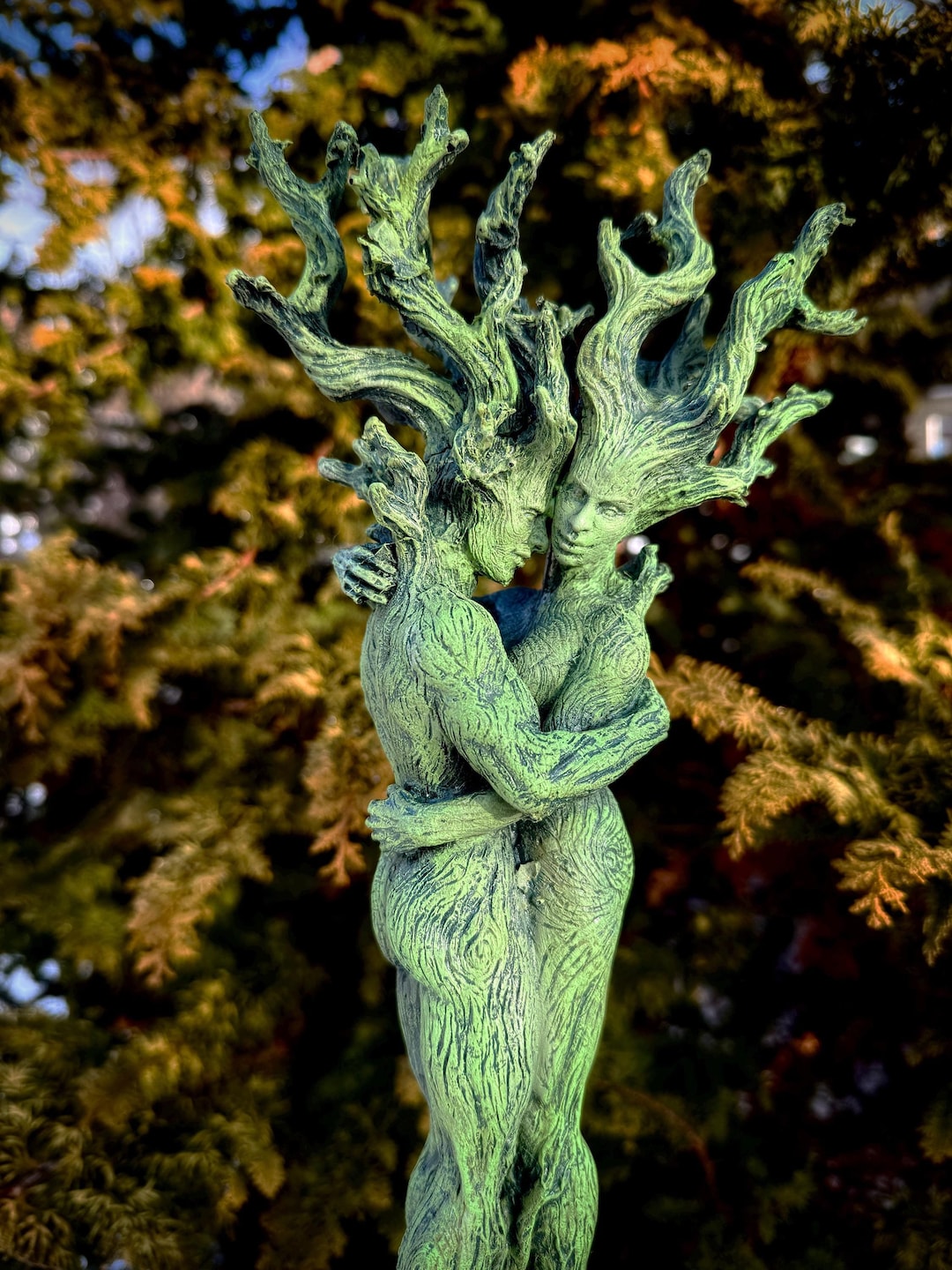 Amor Silvanus: Embracing Dryads Statue, Green Version | Mythical Forest ...