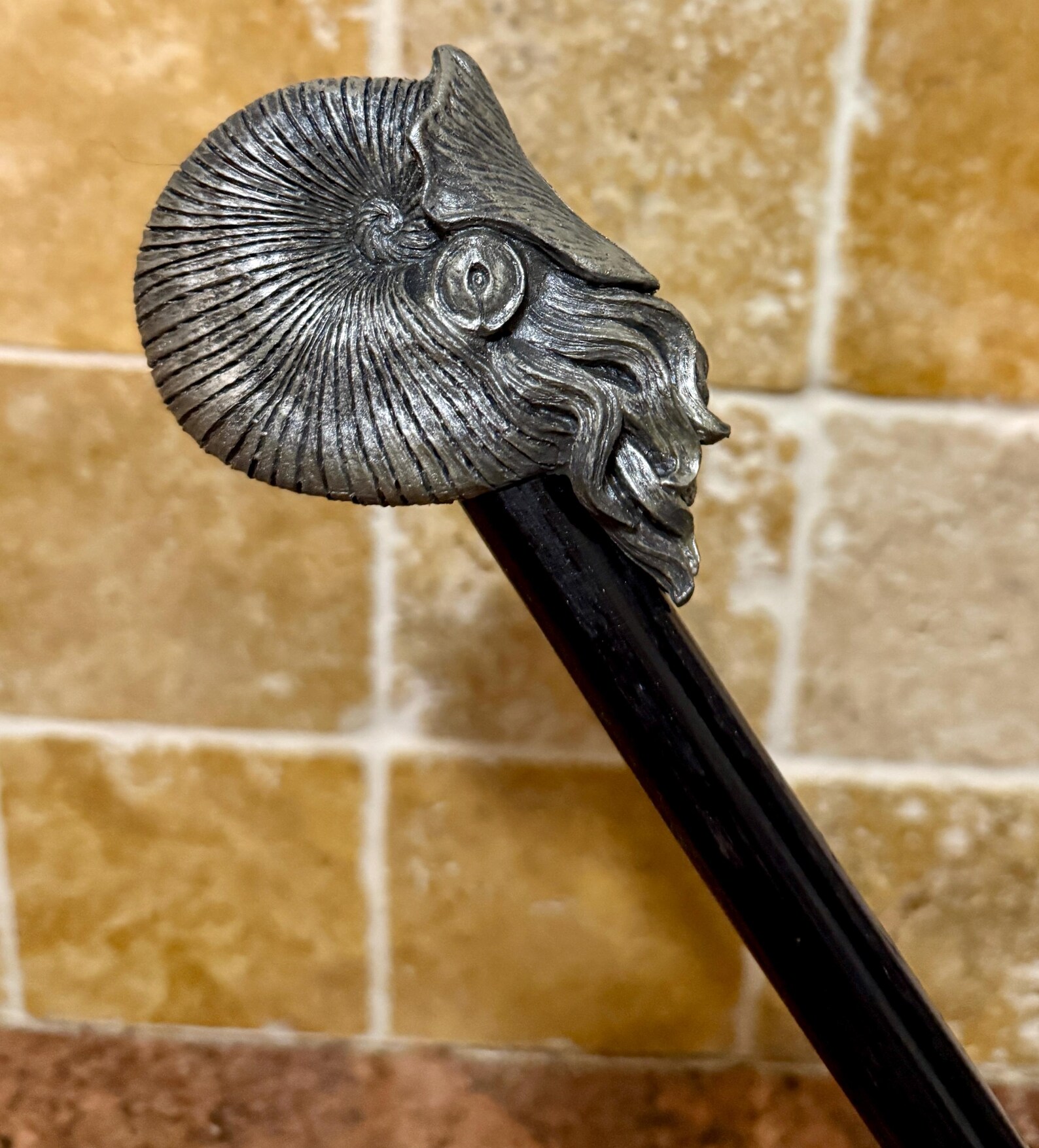 Nautilus Ammonite Cane, Hand Sculpted Walking Stick | Nautical Fossil ...