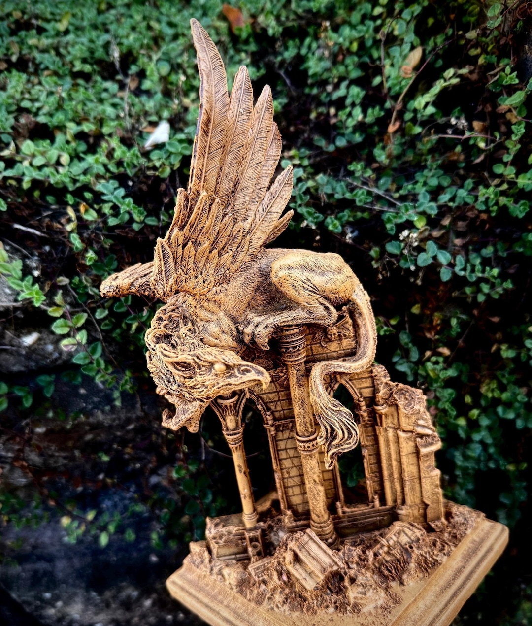 Griffin Statue, Hand Painted Resin Sculpture | Mythical Creature ...