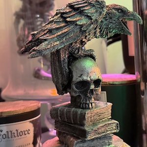 Raven Statue, Hand Painted Resin Sculpture | Poe’s Raven Gothic ...
