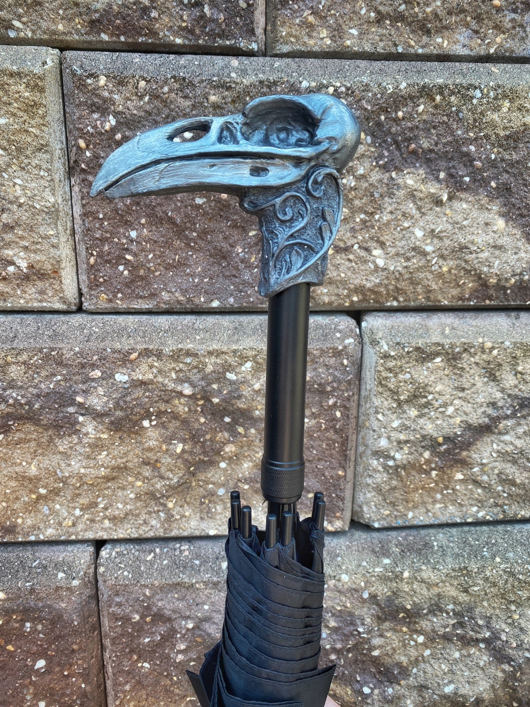 Raven Skull Umbrella, Hand Sculpted Resin | Dark Victorian Gothic ...