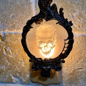 Spectral Skull Nightlight, Hand Painted Resin Sculpture | Victorian ...