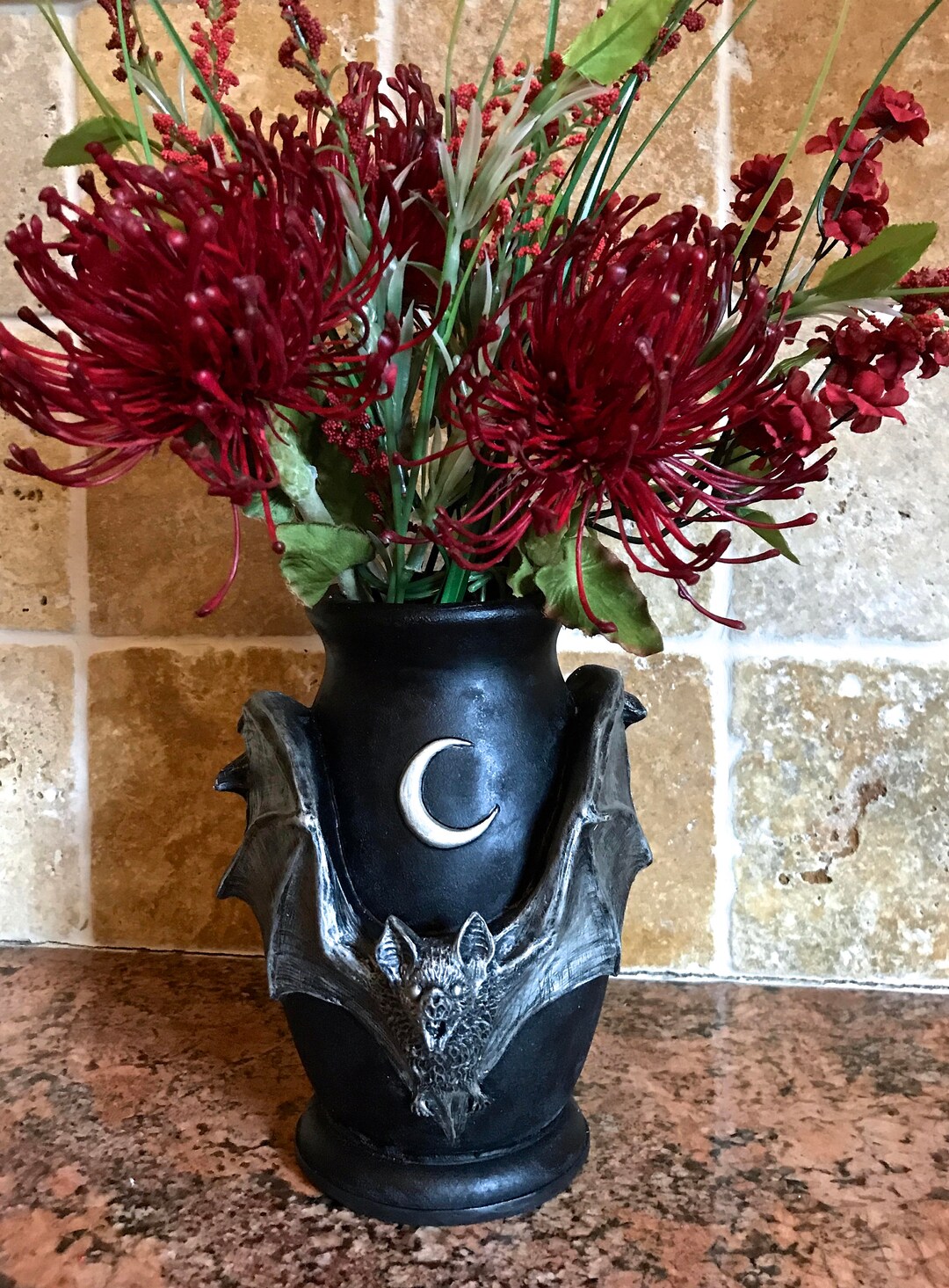 Vampire Bat Vase, Hand Painted Resin Sculpture | Unique Gothic Home ...