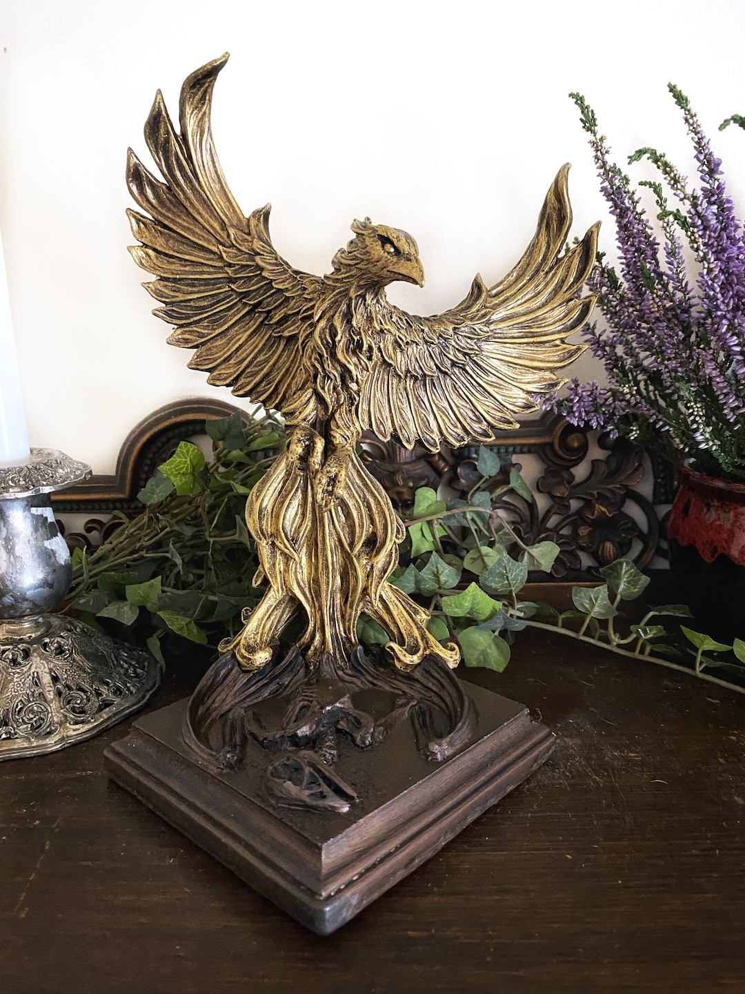 Phoenix Statue, Hand Painted Resin Sculpture | Mythical Creature ...