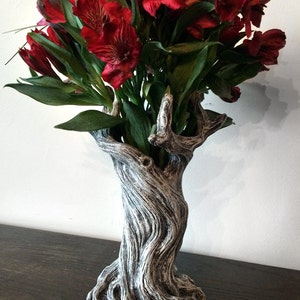 Tree Vase, White Finish | Unique Woodland Rustic Home Decor | Resin ...
