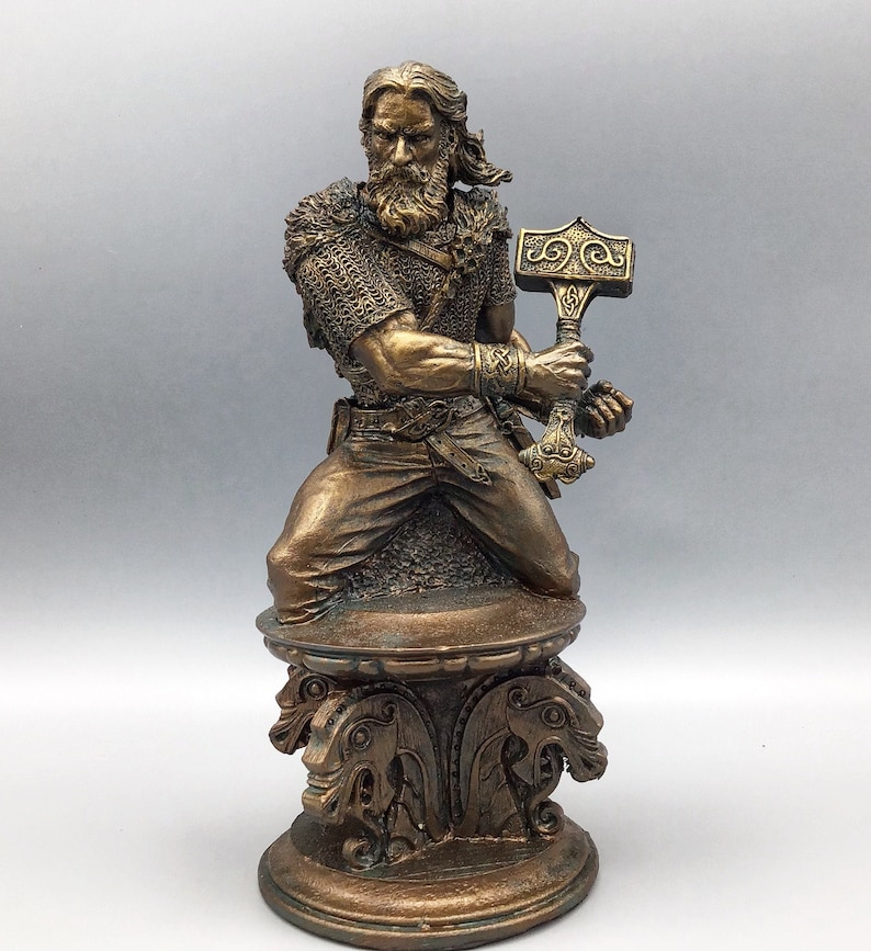 Thor Bust, Hand Painted Resin Sculpture | Norse Mythology Figurine ...