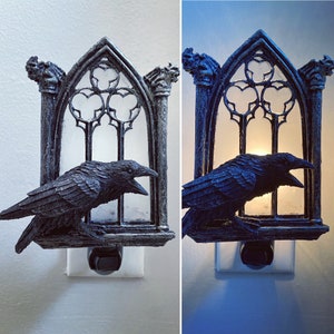 Raven and Window Nightlight, Hand Painted Resin Sculpture | Medieval ...