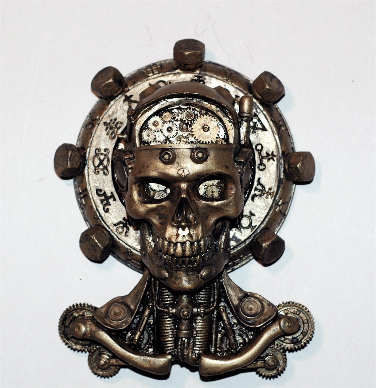 Automaton Skull Wall Plaque – Steampunk Dieselpunk Gearhead Decor ...
