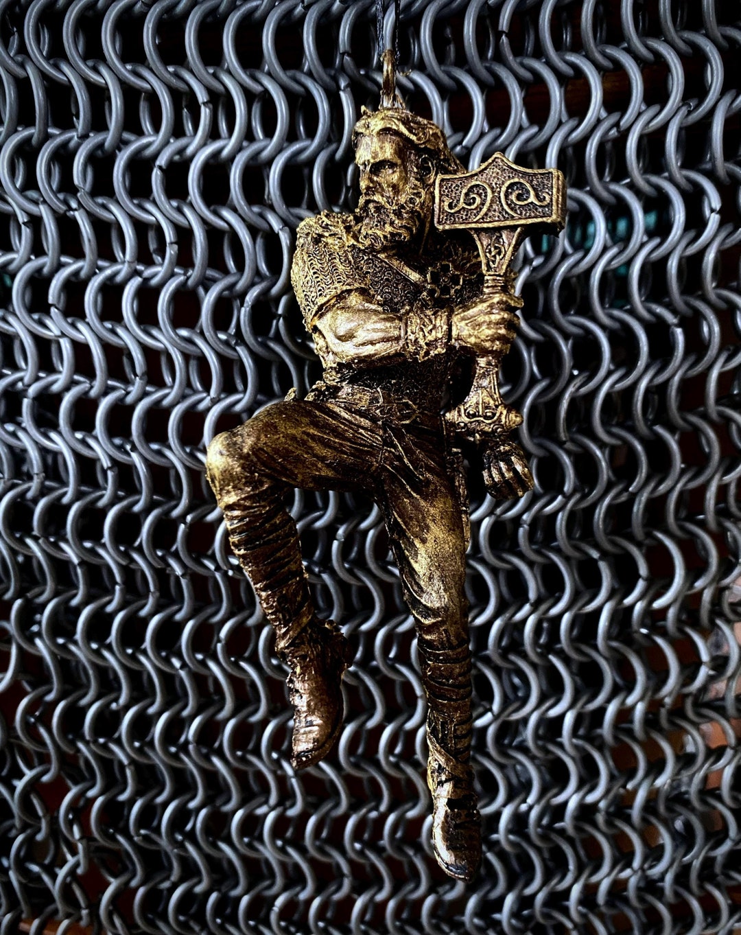 Thor Ornament, Hand Painted Resin Sculpture | Norse Mythology Figurine ...
