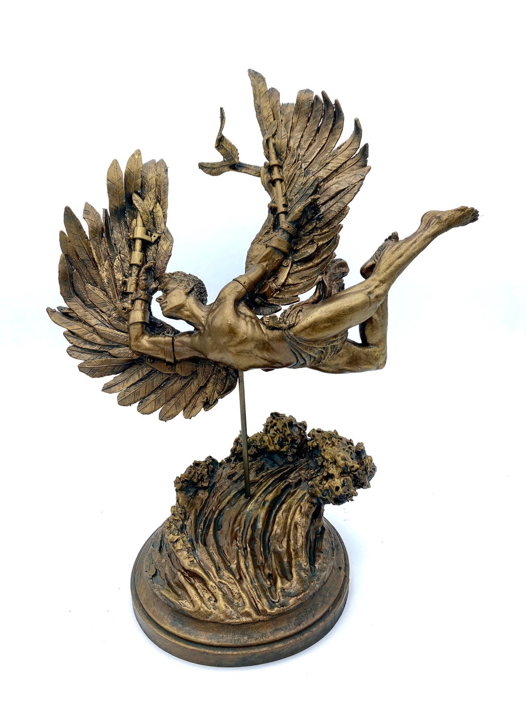Flight of Icarus/ Fallen Angel Statue, Hand Painted Resin ...
