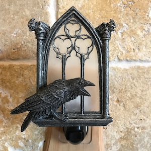 Raven and Window Nightlight, Hand Painted Resin Sculpture | Medieval ...