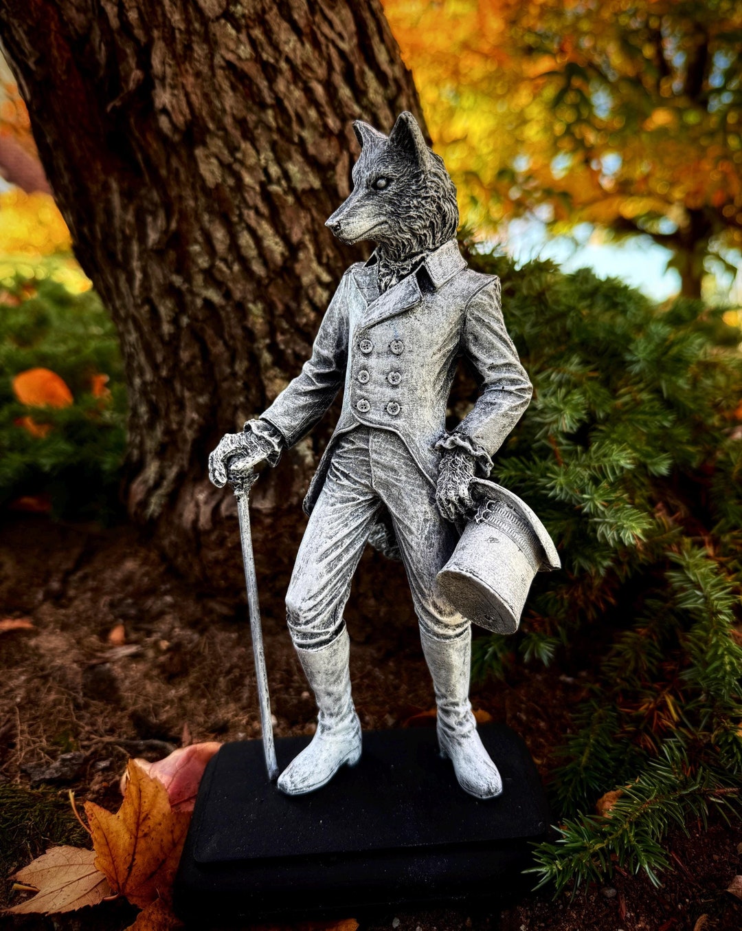Gentleman Wolf Statue, Hand Painted Resin Sculpture | Mythical Creature ...
