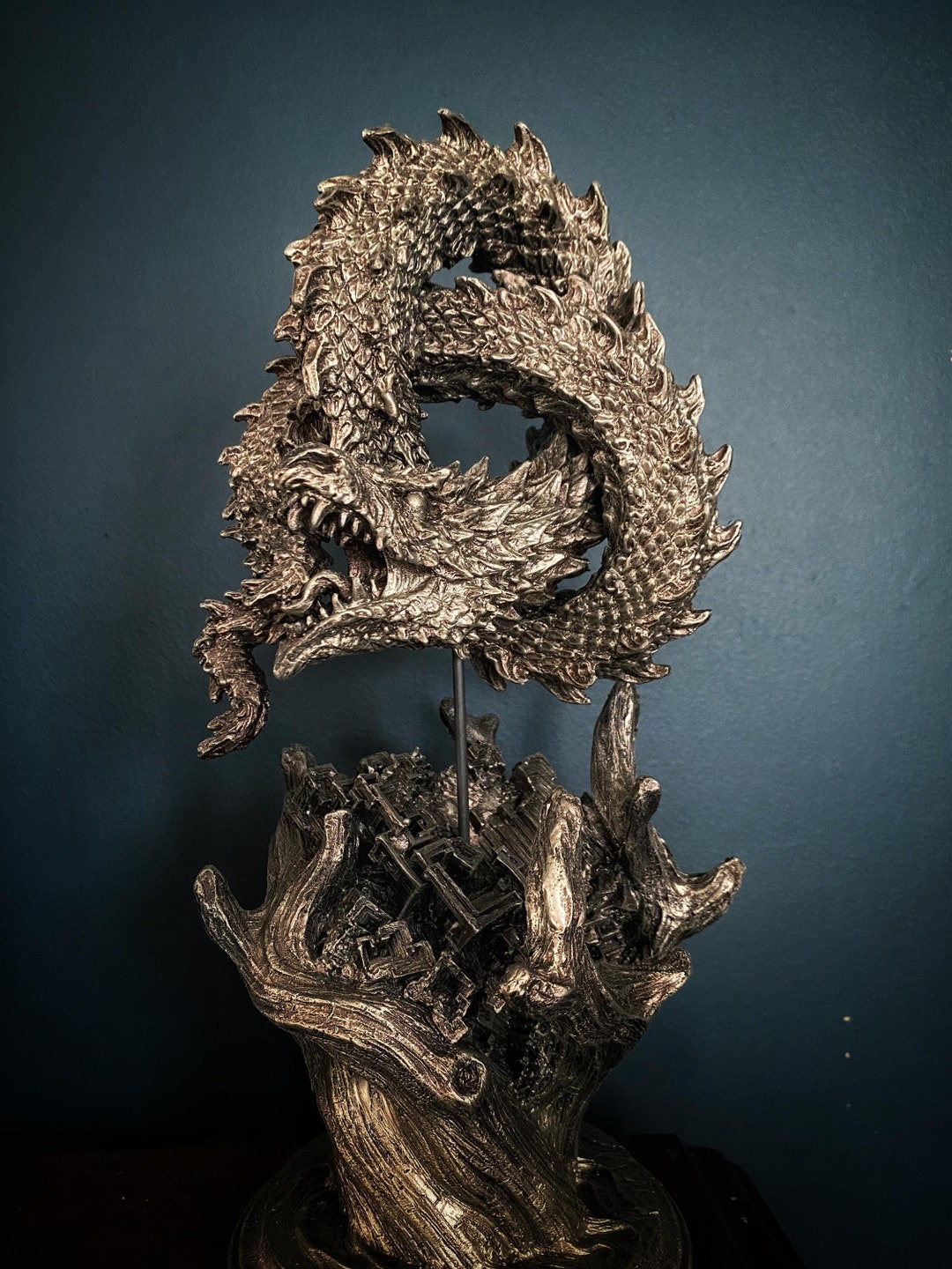 Ouroboros/ World Serpent Statue, Hand Painted Resin Sculpture | Norse ...