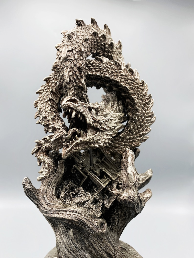 Statue Ouroboros/serpent du monde, sculpture en résine peinte à la main ...