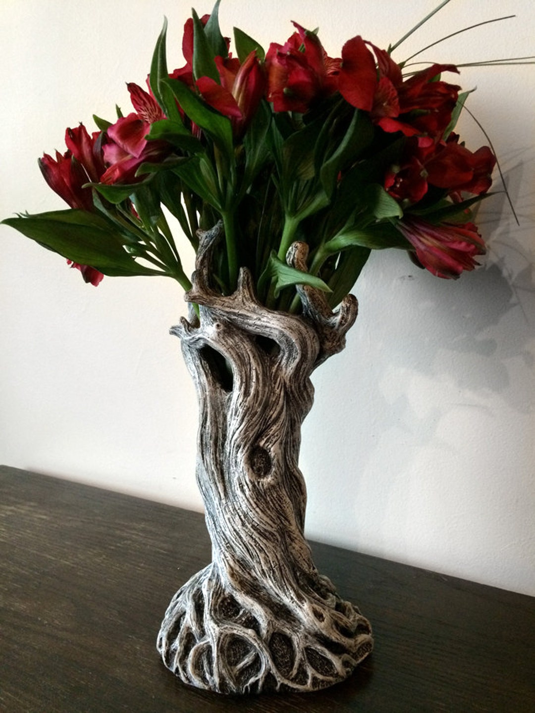 Tree Vase, White Finish | Unique Woodland Rustic Home Decor | Resin ...