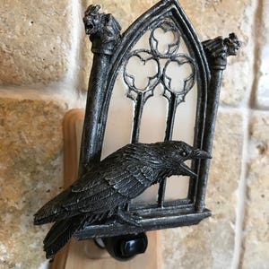 Raven and Window Nightlight, Hand Painted Resin Sculpture | Medieval ...