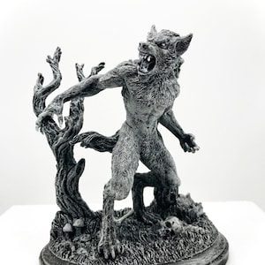 Werewolf Statue, Hand Painted Grayscale Resin Sculpture | Gothic ...