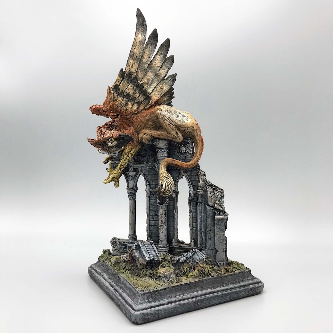 Griffin Statue, Full Color Resin Sculpture | Mythical Creature Figurine ...