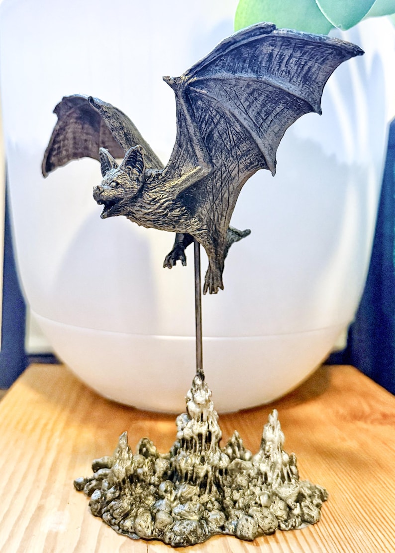 Vampire Bat Statue, Hand Painted Resin Sculpture, Gothic Fantasy Art ...