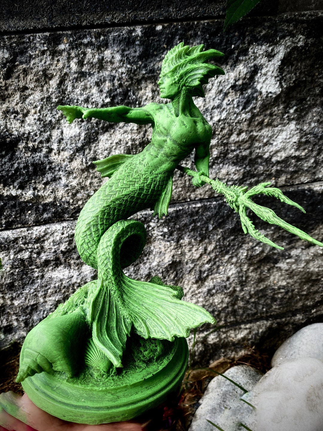 Merman/ Triton Statue, Hand Painted Resin Sculpture Mythical Creature ...